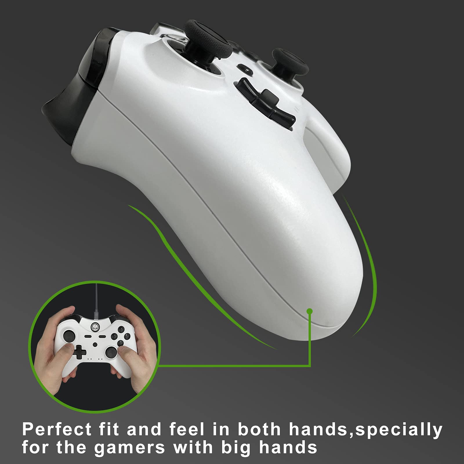 Wired Controller for Xbox One, Xbox Series X|S, PC with Audio Jack & Turbo Function (6FT) - White