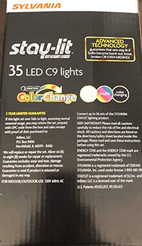 SYLVANIA Stay-lit Platinum Indoor/Outdoor Christmas Light (35 LED C9 Lights - Warm White - Multi- Color Changing)