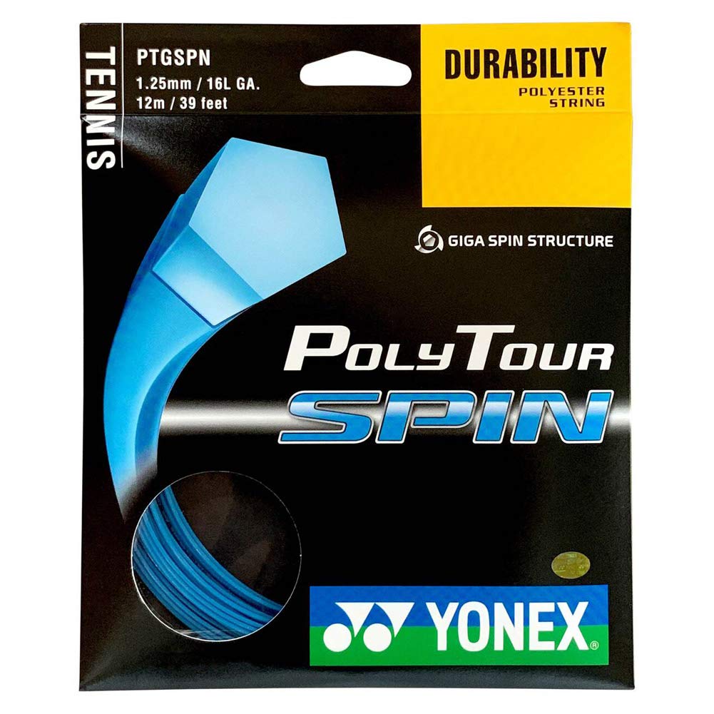 YONEX Poly Tour Spin 125 Tennis String Set, Cobalt Blue