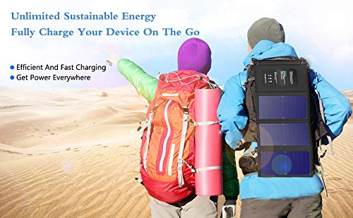 WISSBLUE 60W Solar Panel Charger, Dual USB 3.6A Fast Solar Charger, Portable Camping Travel Charger,Hiking,Hurricane, Emergency Backup. for All 5V-18V Devices, iPhone iPad Samsung Kindle etc.