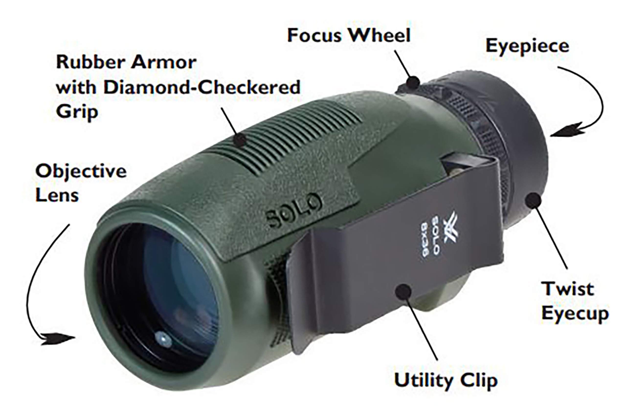 Vortex Optics Solo Monocular 10x36 - Utility Clip, Adjustable Eyecup, Fully Multi-Coated Lenses, Rubber Armor, Non-Slip Grip, Fogproof, Waterproof - Unlimited, Unconditional Warranty