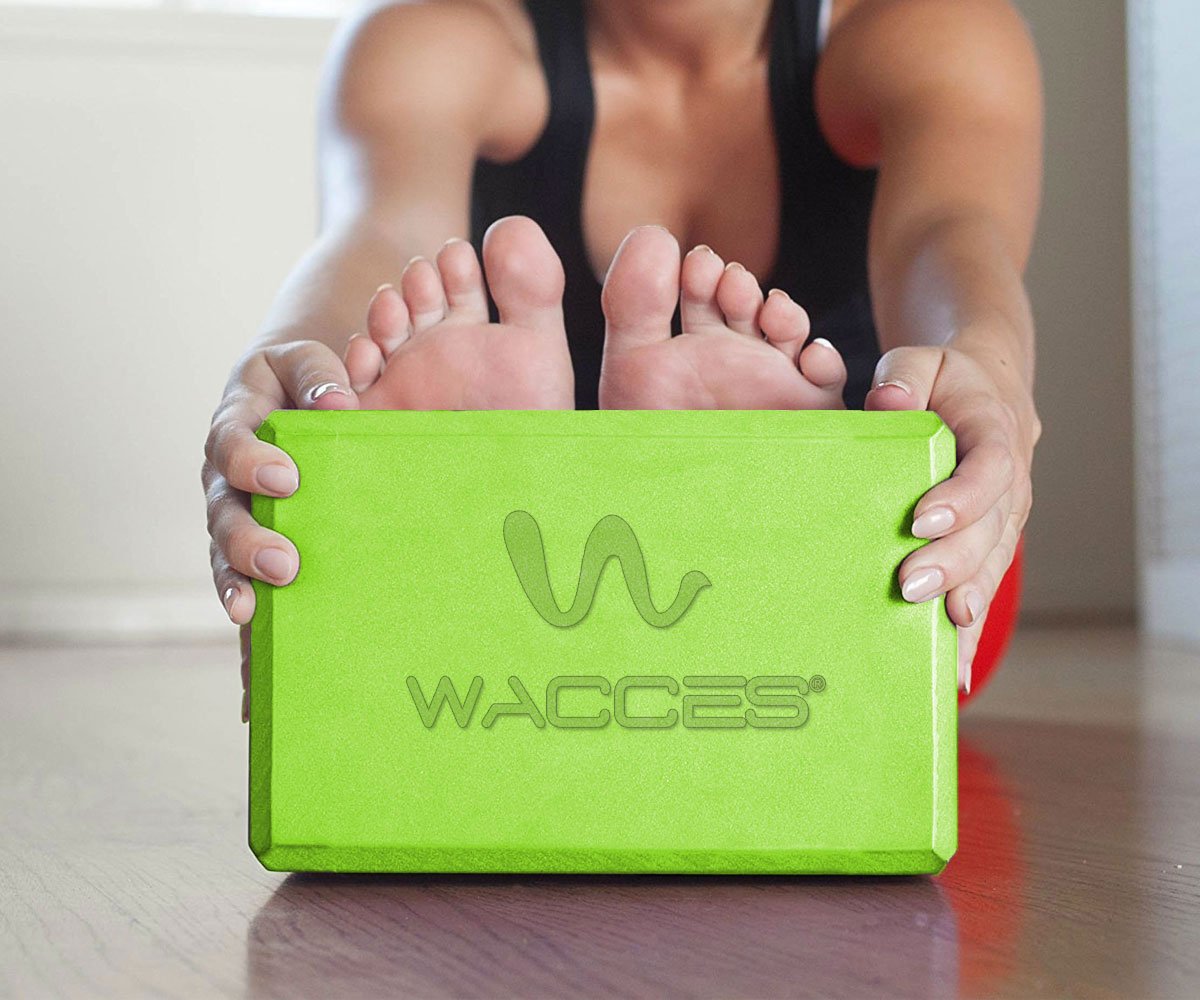 Wacces Foam Exercise, Fitness & Yoga Blocks - Set of 2 (9" x 6" x 4") - Green
