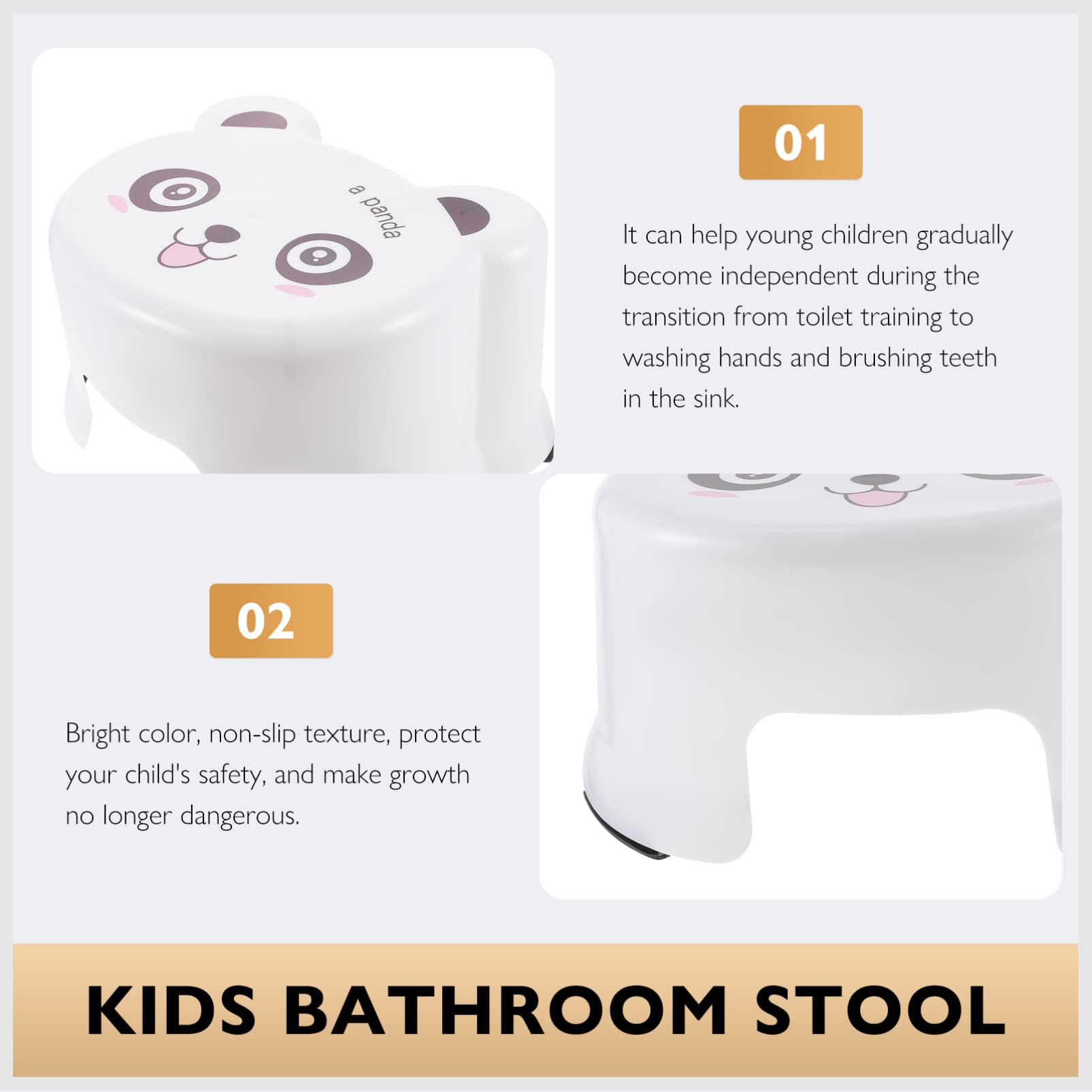 Toddmomy Cartoon Step Stool Toilet Footstool Anti- Skid Foot Stool Bathroom Step Stools Pregnant Stool Helper for Kitchen Bathroom Potty Supplies White
