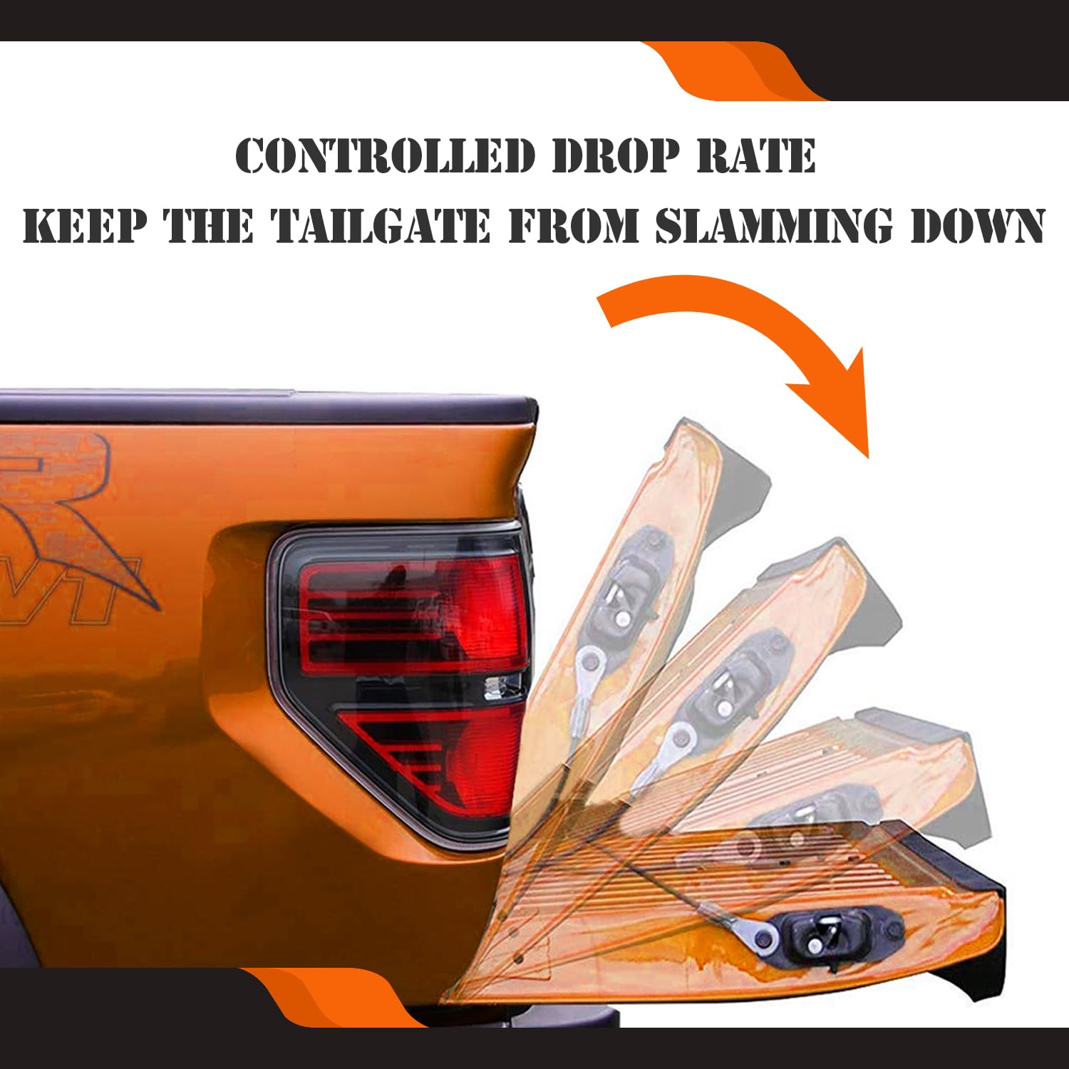 The Mechanic Shop TMS Truck Tailgate Assist Accessories Compatible with 2009-2018 Dodge Ram 1500 and 2019-2024 Ram 1500 Classic, 2010-2024 Ram 2500 3500 Tailgate Damping Strut Accessories