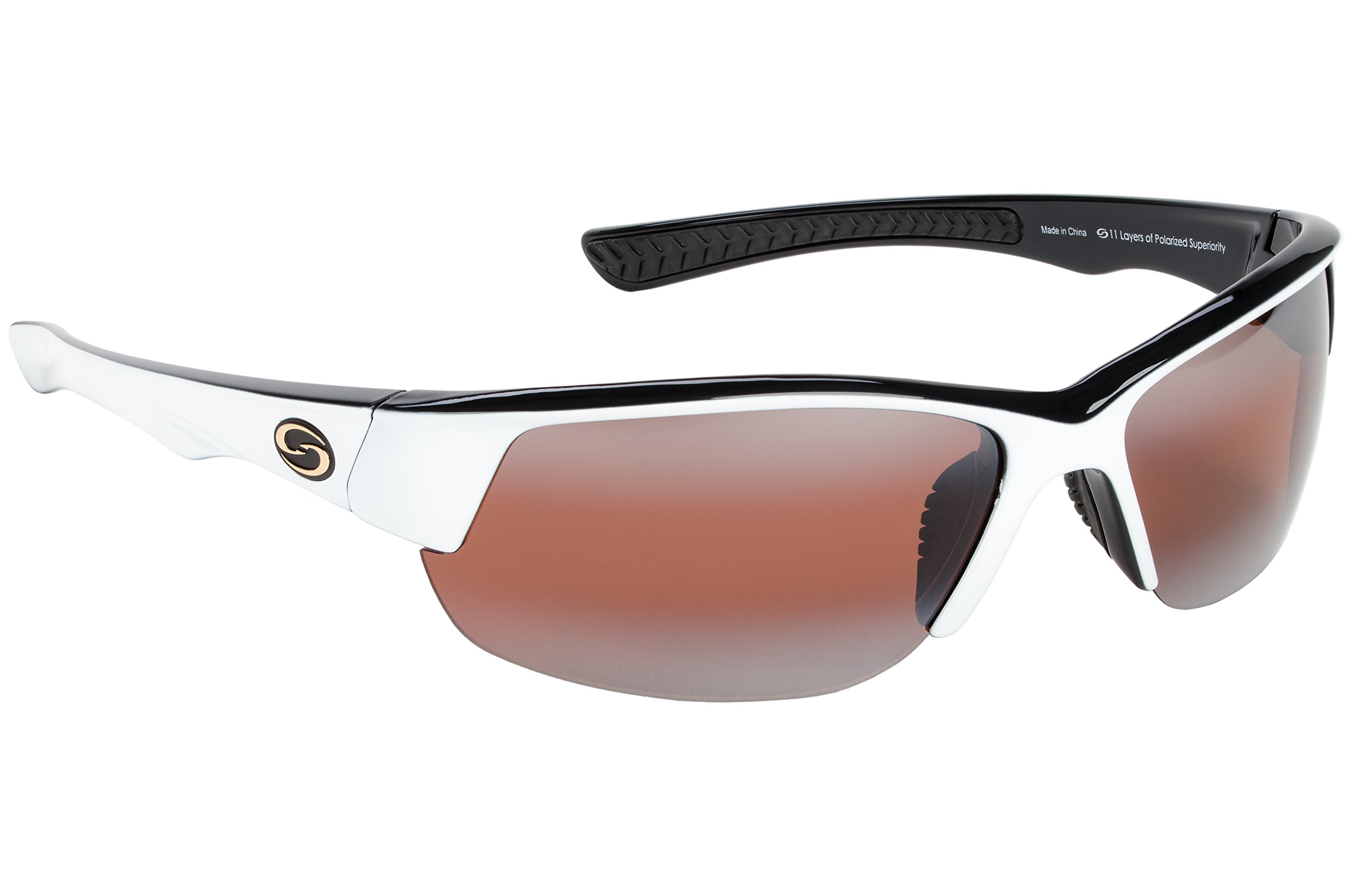 Strike King S11 Optics Semi Rimless Polarized Sunglasses (White-Black Two Tone Amber)