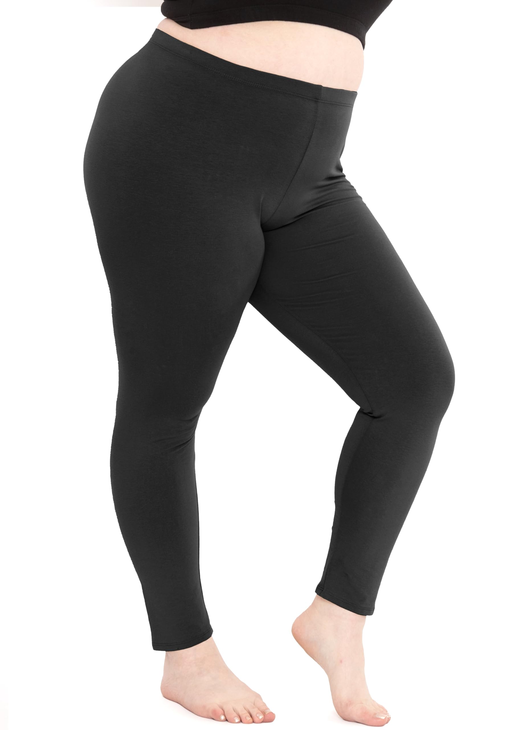 Women's Cotton Plus Size Leggings Black 4X