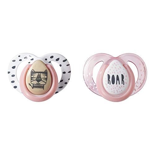 Tommee Tippee Every Day Pacifiers, Symmetrical Design, BPA-Free Silicone Binkies, 6-18m, 2-Count, Colors and Designs Vary