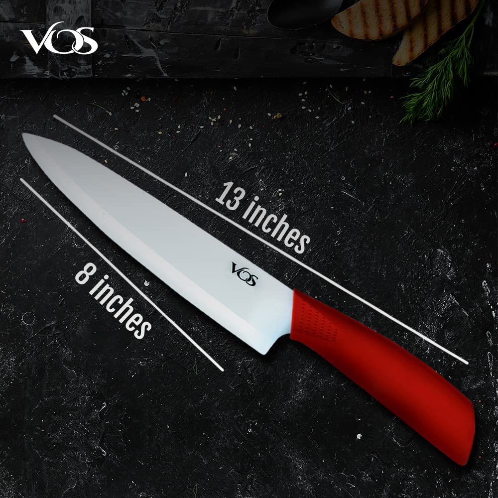 Vos Ceramic 4 Pcs Knife Set with Holder and Chef Knife