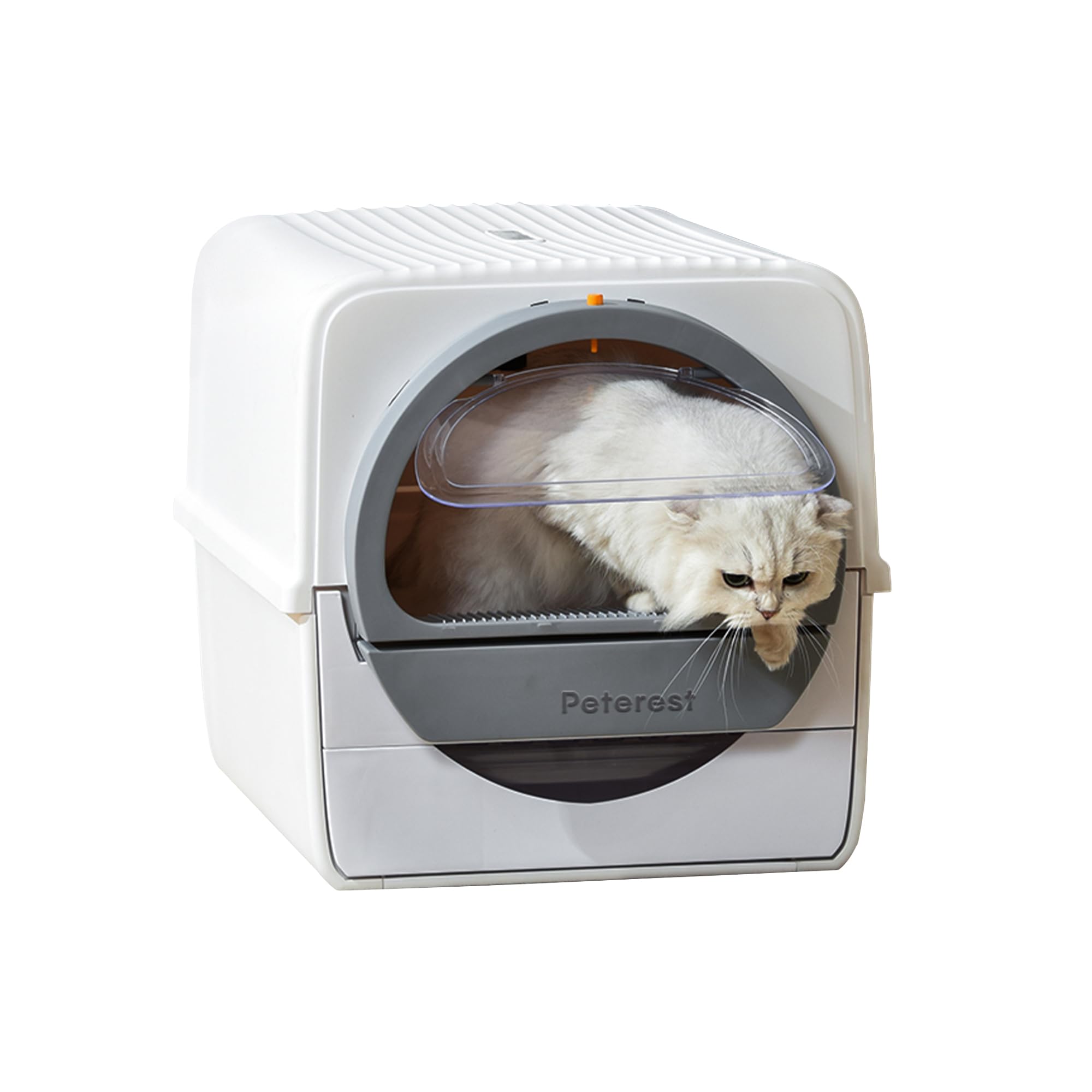 Scoop Free Self-Cleaning Cat Litter Box, Odor Control, Non-Electric, with Disposable Tray (White), Semi-Automatic Self Cleaning Litter Box for Large Cats Kitty,