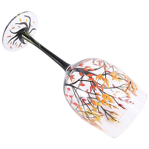 Zxsdjksd 2Pcs HOT-Autumn Tree Wine Glass - Fall Colors - Leaves of Red, Yellow, Orange - Hand Painted - Fall Leaf Easy to Use