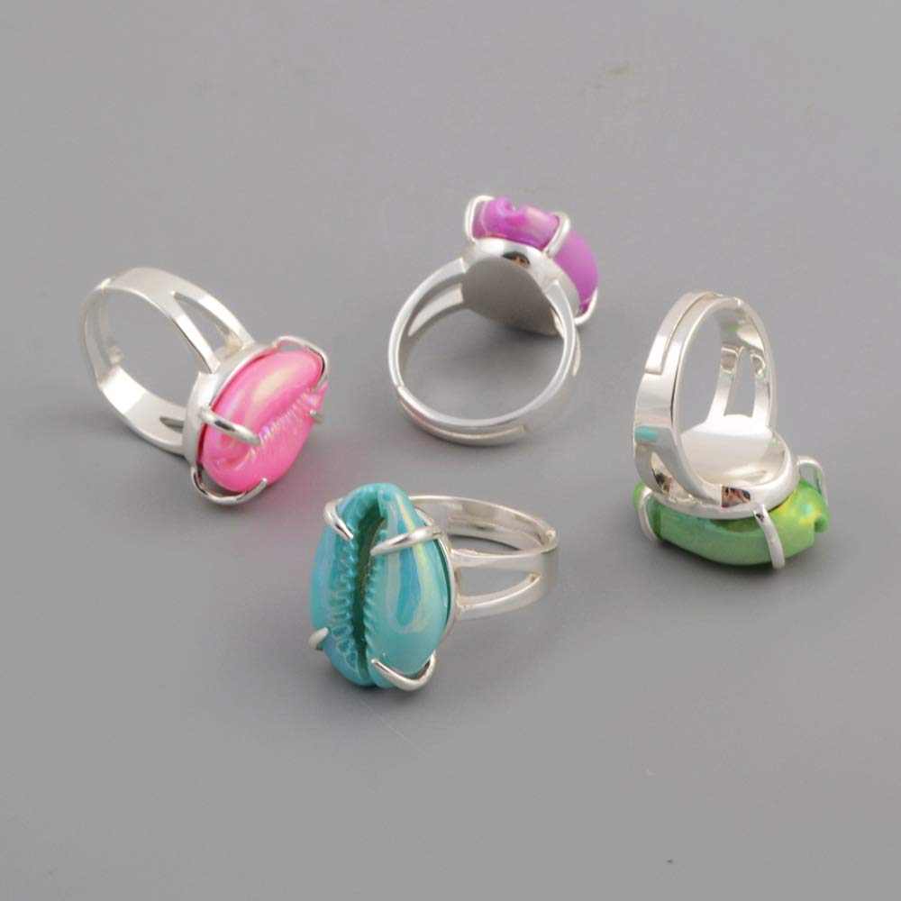 ZENGORI 1 Pcs Pretty Claw Cowrie Shell Titanium Rainbow Color Ring Purple ZS0410-PL