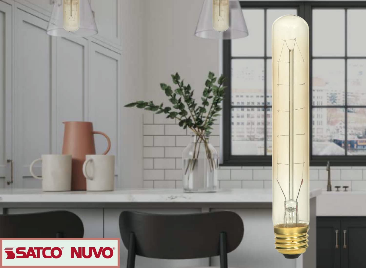 Satco 60 Watt T9 Incandescent; Clear; 3000 Average Rated Hours; 230 Lumens; Medium Base; 120 Volt for Pendant Lighting Fixtures, Decorative for Dining Room, Studio, Lounge, Restaurants (6 Pack)