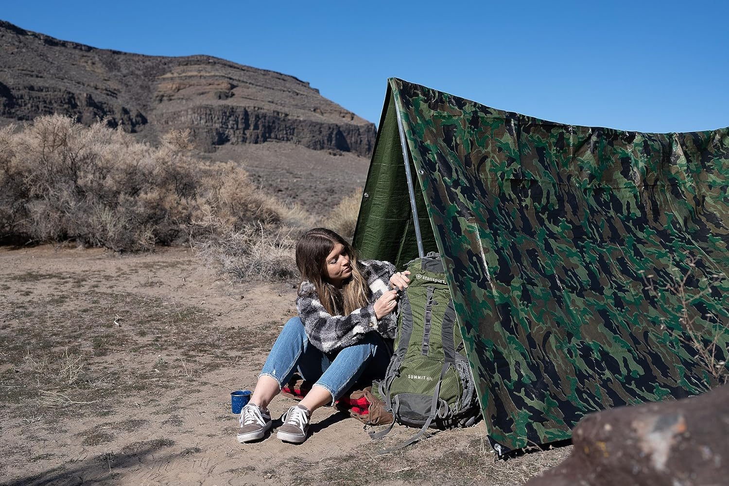 Yosoo Health Gear Waterproof Camping Tarp Ground Cloth, Lightweight Compact Tent Tarp, Multifunctional Outdoor Pocket Blanket with Carrying Bag for Camping, Hiking, Backpacking
