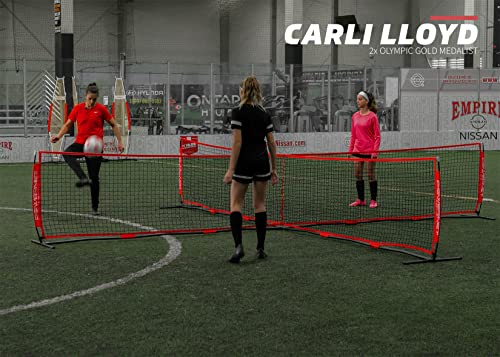 PowerNet Carli Lloyd 4 Way Soccer Tennis Net | Fun New Game to Play at The Park or Beach | Practice and Improve Ball Control Headers and Volleys | 2 Sizes