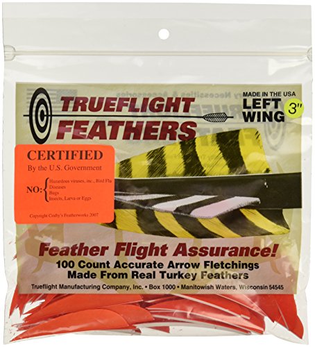 TRUEFLIGHT Feathers PARABOLIC Solid Color 3 LW Orange 100/PK.