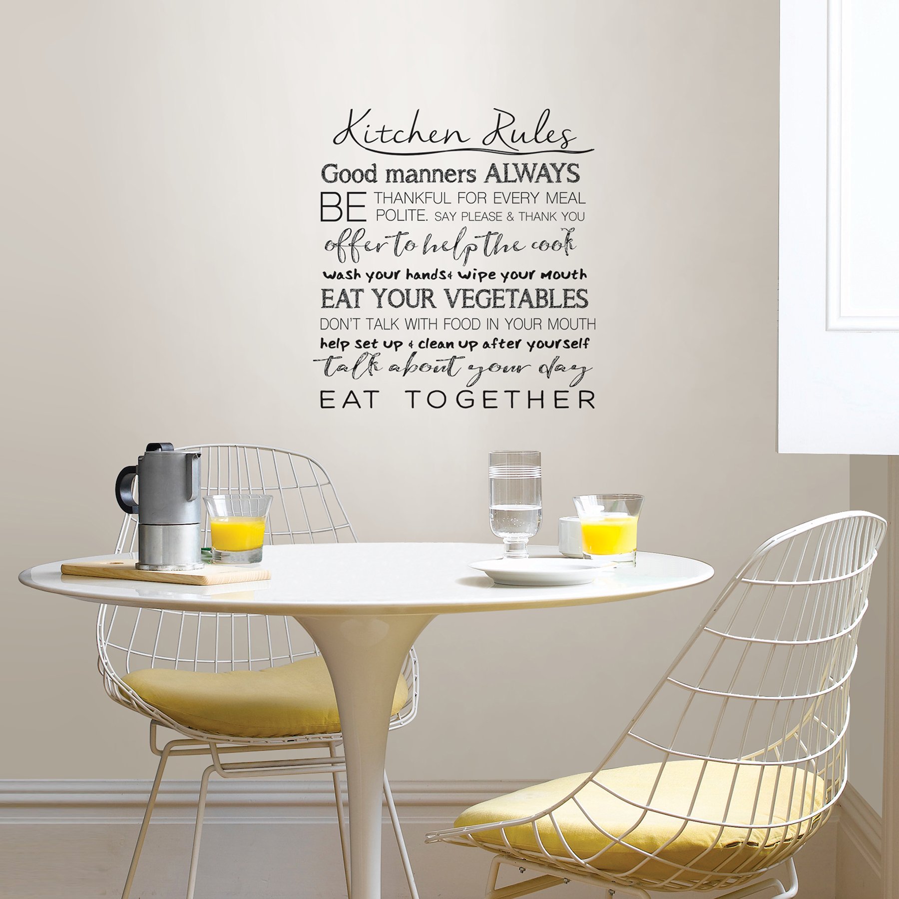 Wall Pops DWPQ2938 Kitchen Rules Quote Wall Decal, Black