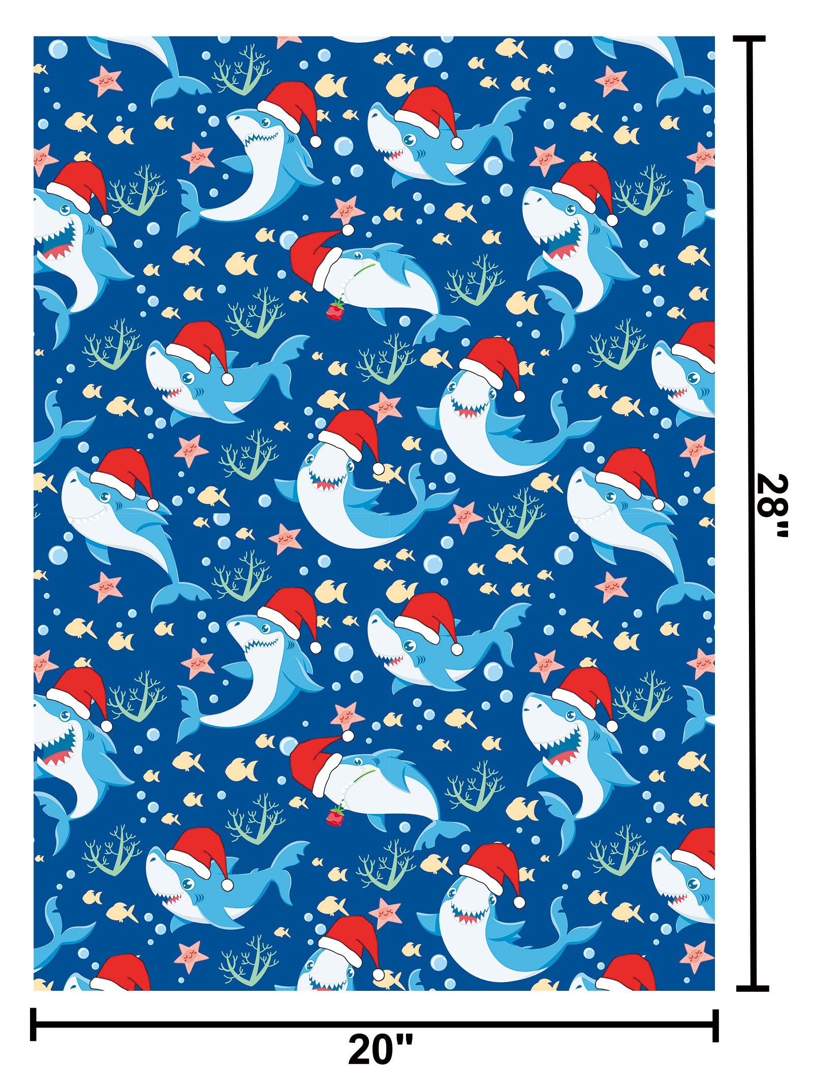 Titiweet Dinosaur Shark Animal Christmas Wrapping Paper for Kids - 12 Sheets, 20 x 28 Inches Per Sheet