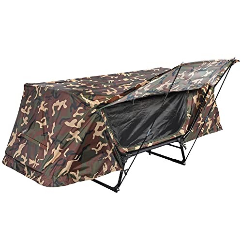 Yescom Folding Single Tent Cot Portable 1-Person Durable Waterproof Tent Camping Bed with Carry Bag Rain Fly Bag for Outdoor Camping Picnic & Hiking, Camouflage