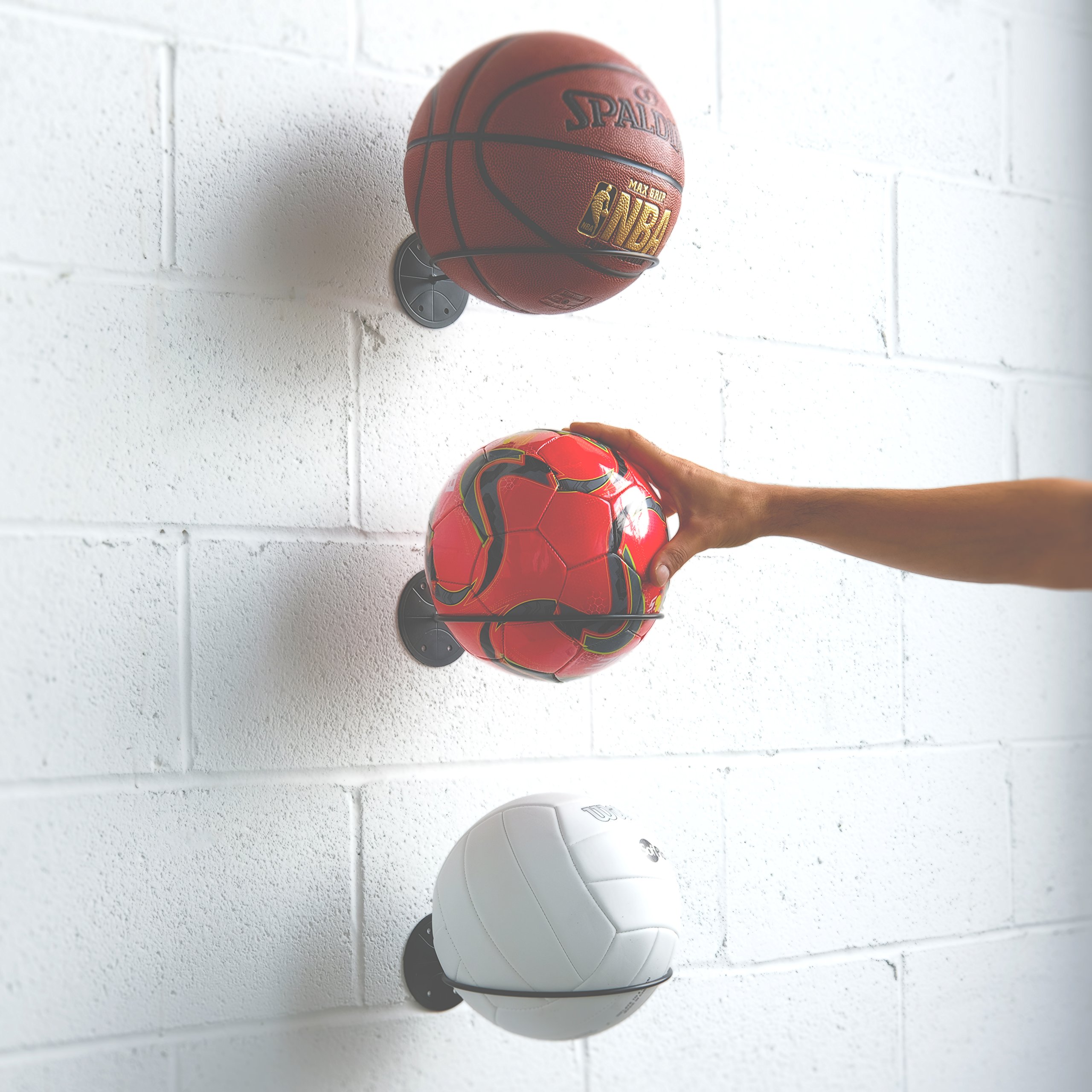 Wallniture Sporta Wall Mounted Ball Storage Sports Ball Holder Rack Display Storage Steel (Black)