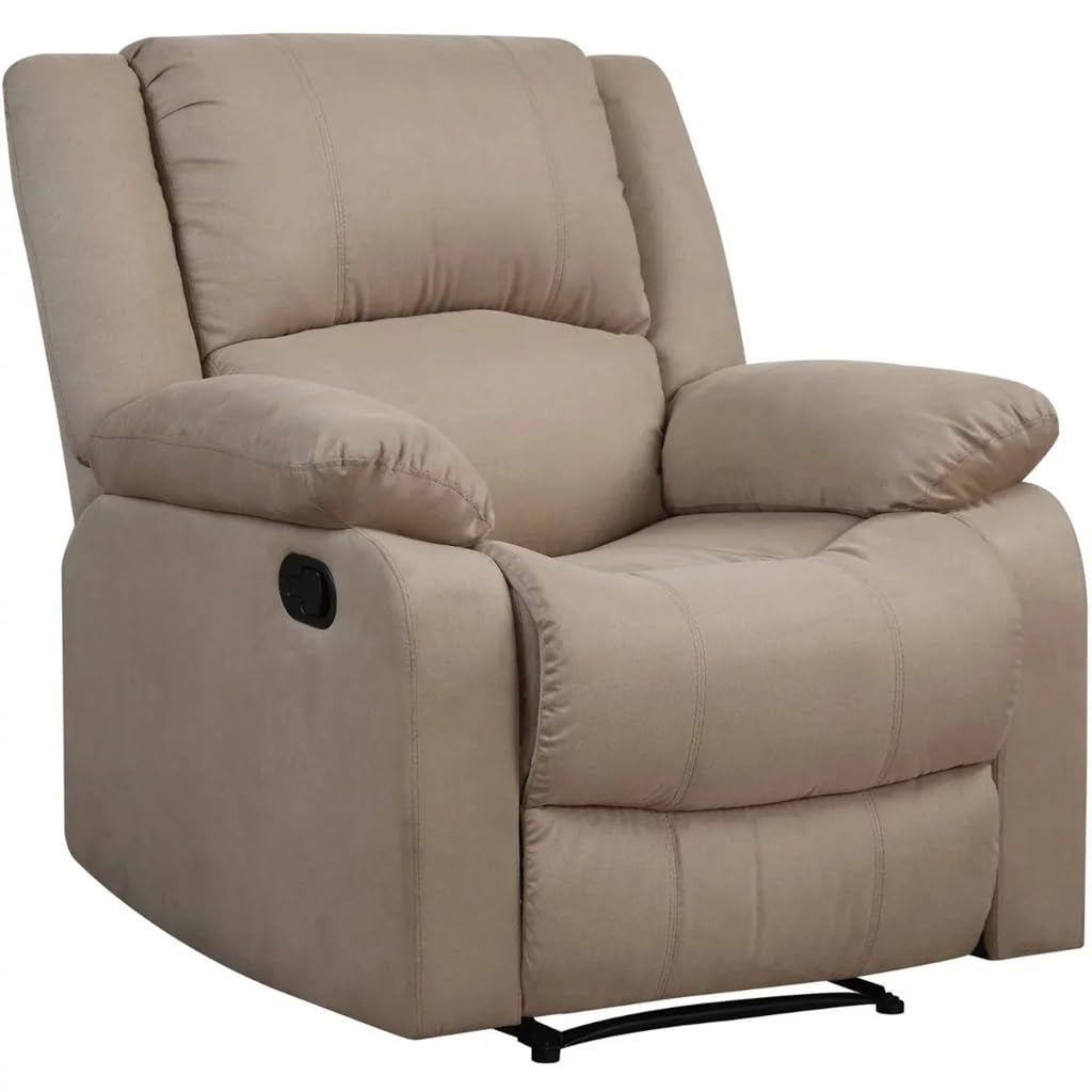 YASEZ Standard Push Back Recliner, Beige Microfiber Sofa Couch Chair