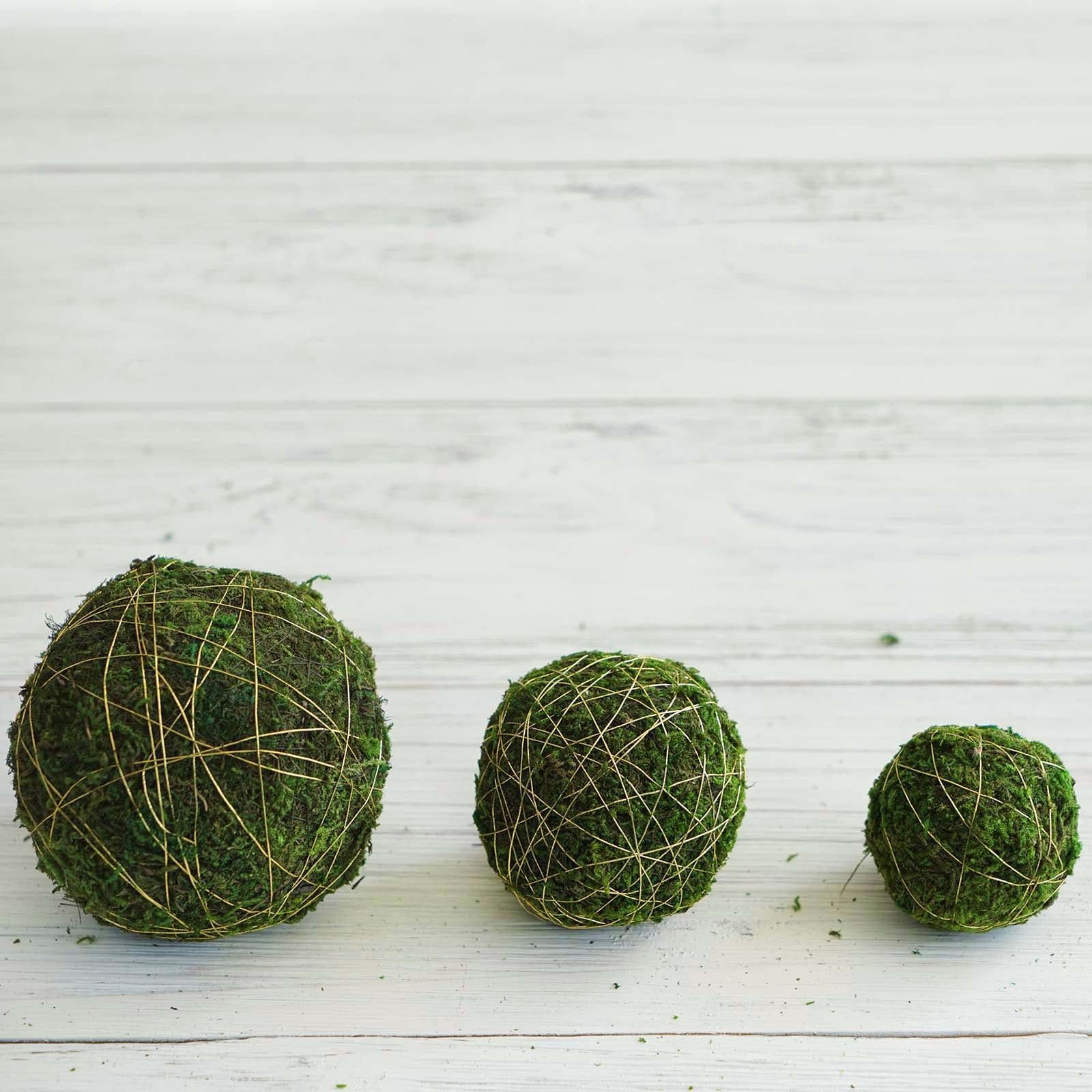 TABLECLOTHSFACTORY 6 Pack | 3" Handmade Natural Gold Glittered Twig Rattan Balls Wedding Decoration Birthday Party Arrangement