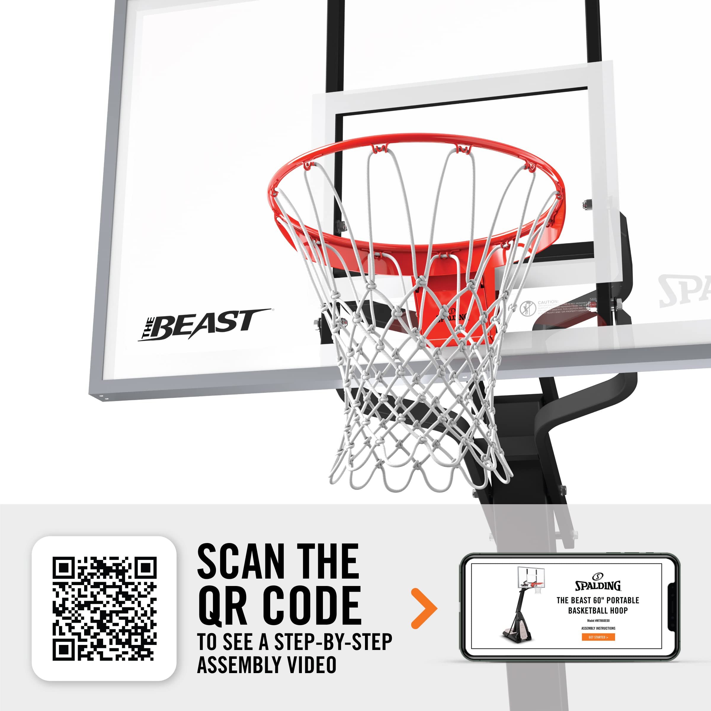 The Beast 54, 54" Glass, Alum Trim, 2 Piece 4" Pole, Screw Jack Lift, Arena Slam Rim, Power Move