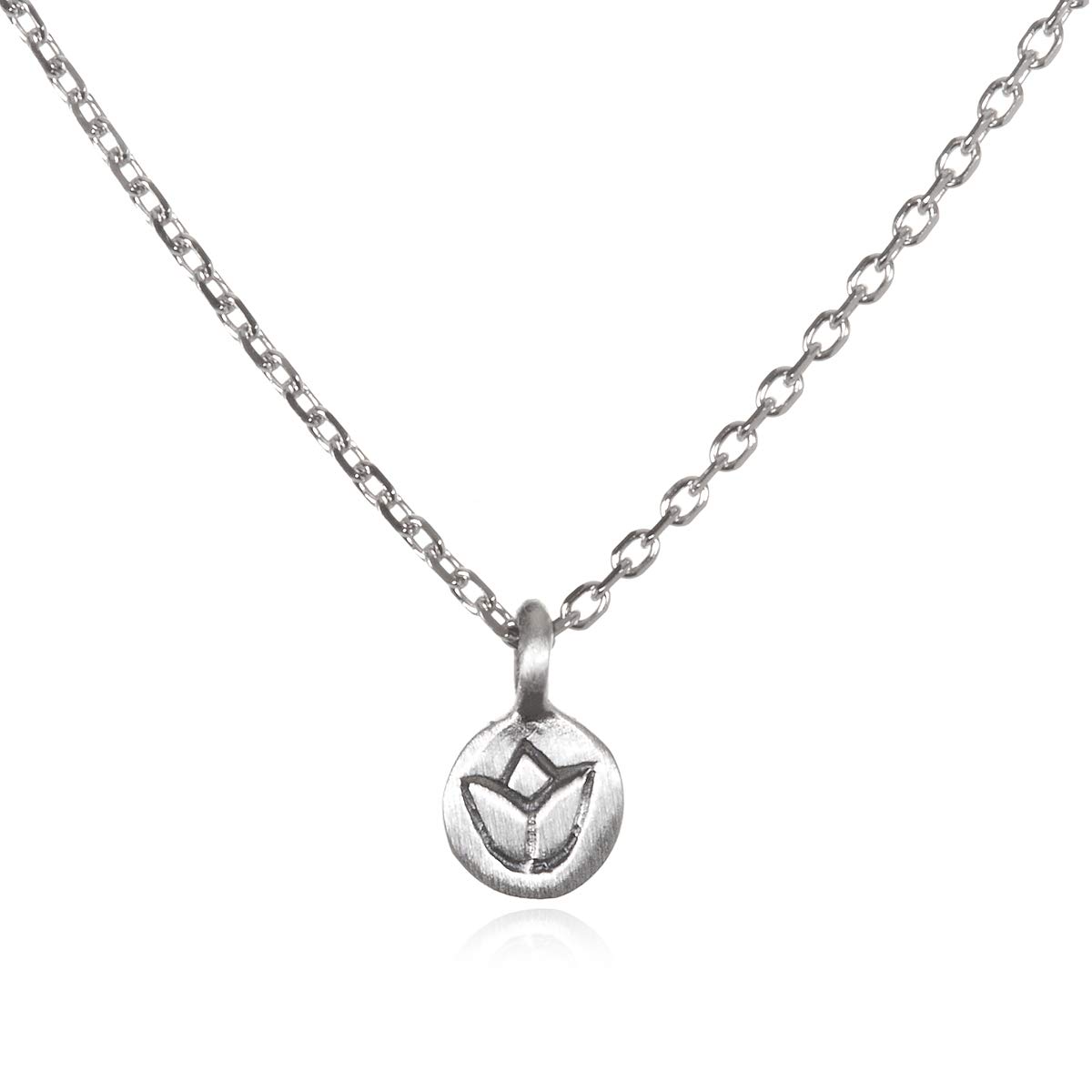 Satya Jewelry Sterling Silver Mini Lotus Necklace (18-Inch)