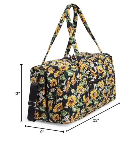 Vera Bradley Women's Cotton Lay Flat Travel Duffle Bag, Sunflowers, One Size