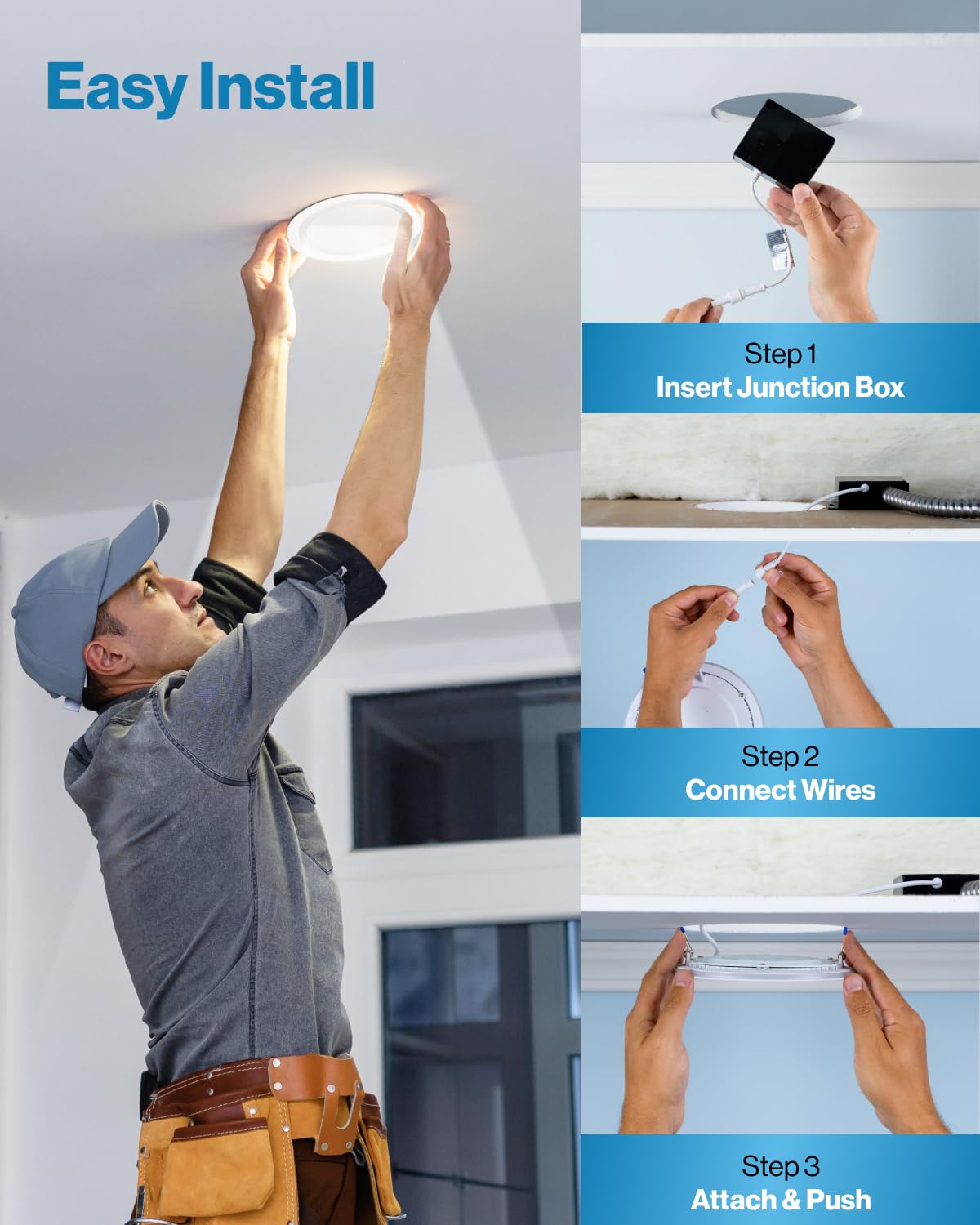 Sunco 24 Pack 6 Inch Ultra Thin LED Recessed Ceiling Lights Slim, 5000K Daylight, Dimmable 14W, Baffle Trim Damp Rated, Canless Wafer Thin with Junction Box
