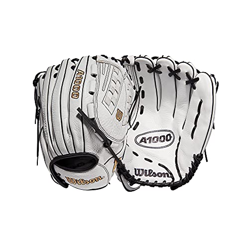 Wilson 2022 A1000 V125 12.5" Fastpitch Outfield Glove - Left Hand Throw, Black/White/ Metallic Gold