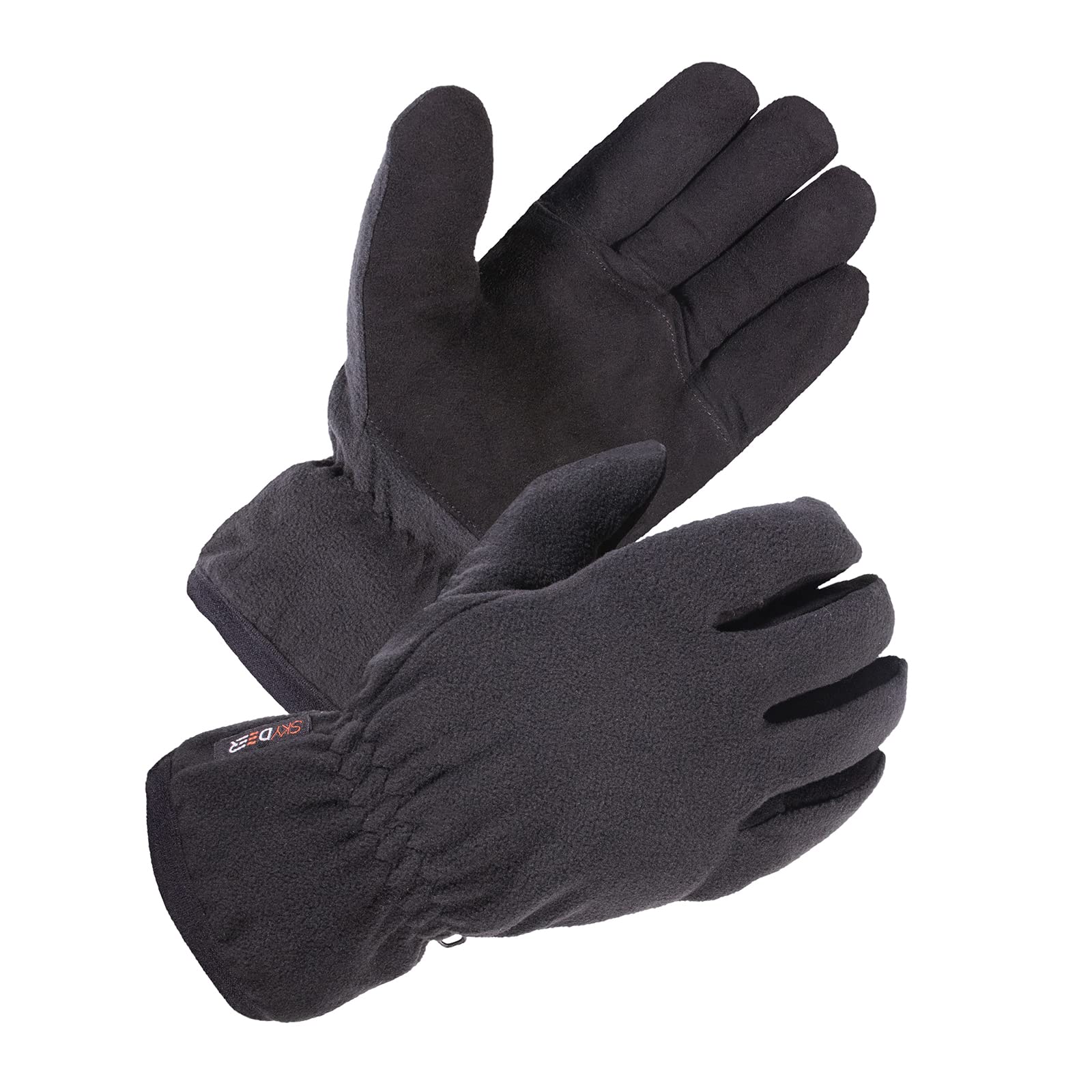 SKYDEER Winter Gloves with Premium Genuine Deerskin Suede Leather and Windproof Polar Fleece (Unisex SD8661T/L, Warm 3M Thinsulate Insulation)