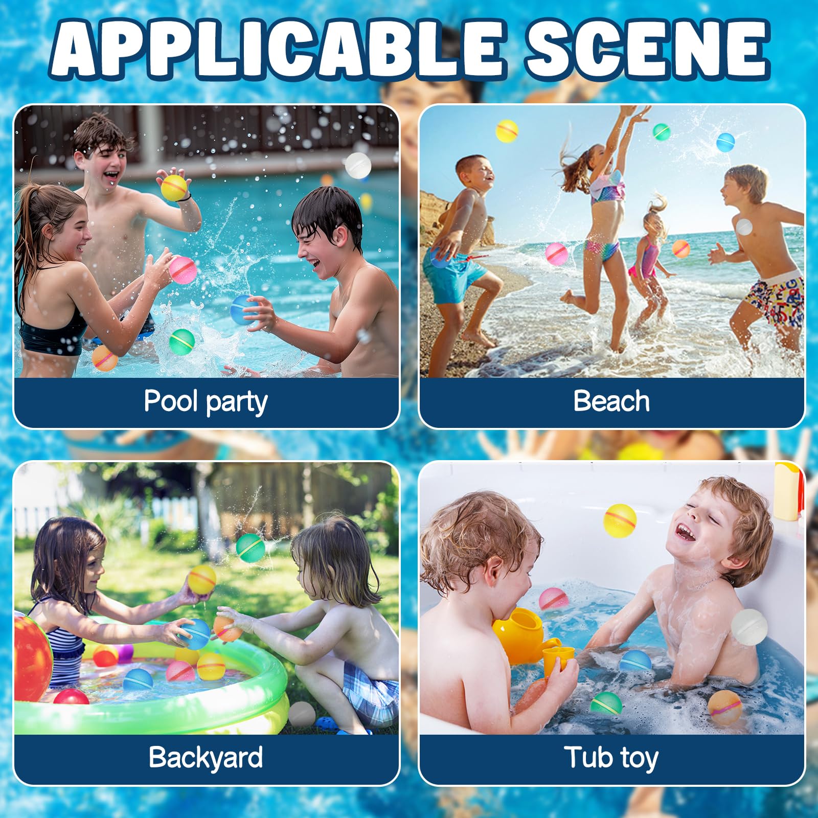 Yexyep Reusable Water Balloons For Kids - Quick Fill, 24 Pcs, Auto Sealing, Refillable, Silicone Made, Best Summer Water Toys, 2024 Upgraded, Octopus Shape