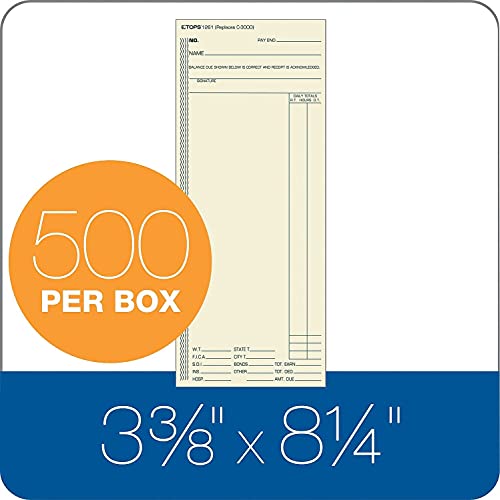 TOPS 1261 Acroprint/Amano/Cincinnati/Lathem Time Card, Weekly, 3 3/8 x 8 1/4 (Box of 500) , Manila
