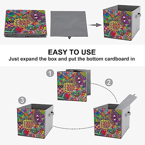 The Temple Cosmic Lizard Eye Storage Cubes with Handles Foldable Fabric Bins Organizing Baskets for Shelves Closet