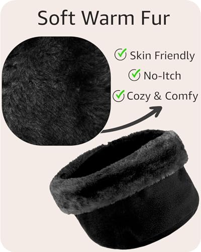 Women's Warm Fleece Hat Scarf and Glove Matching Set - Fur Trim Gift Set