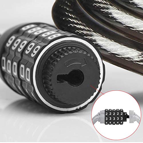 ZHYING Anti Theft Bicycle Password Lock with LED Light,150cm Bike Steel Chain with 4 Digits Code,Resettable for Scooter,Motorcycles