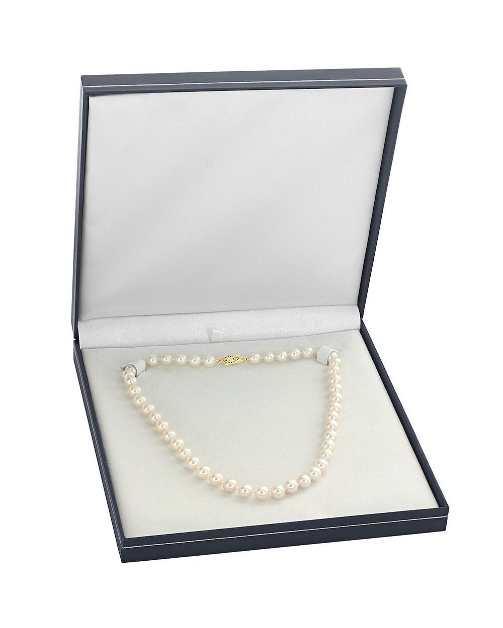 The Pearl Source 14K Gold 6.5-7.0mm AAAA Quality Round White Freshwater Cultured Pearl Necklace for Women in 36" Opera Length