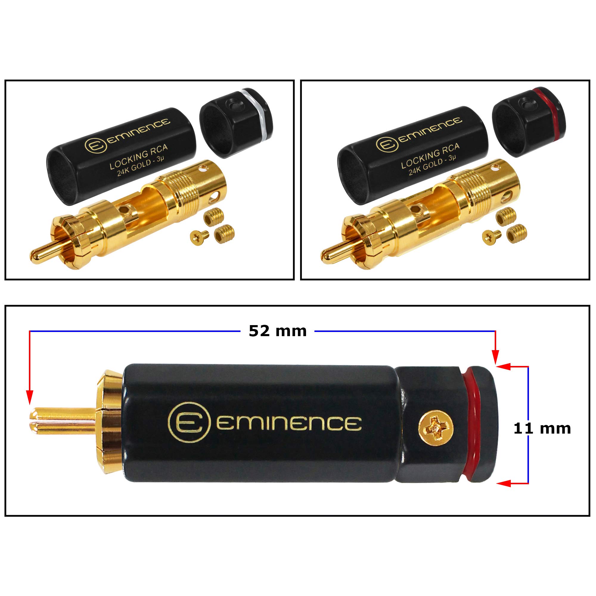WORLDS BEST CABLES 3 Foot RCA Cable Pair - Gotham GAC-4/1 (Black) Star-Quad, Audio Interconnect Cable with Premium Gold plated Locking RCA Connectors - Directional - CUSTOM MADE