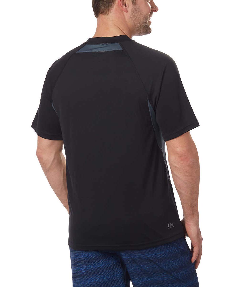Speedo Men's Fitness UV Protection Rashguard Swim Shirt (Small, Speedo Black)