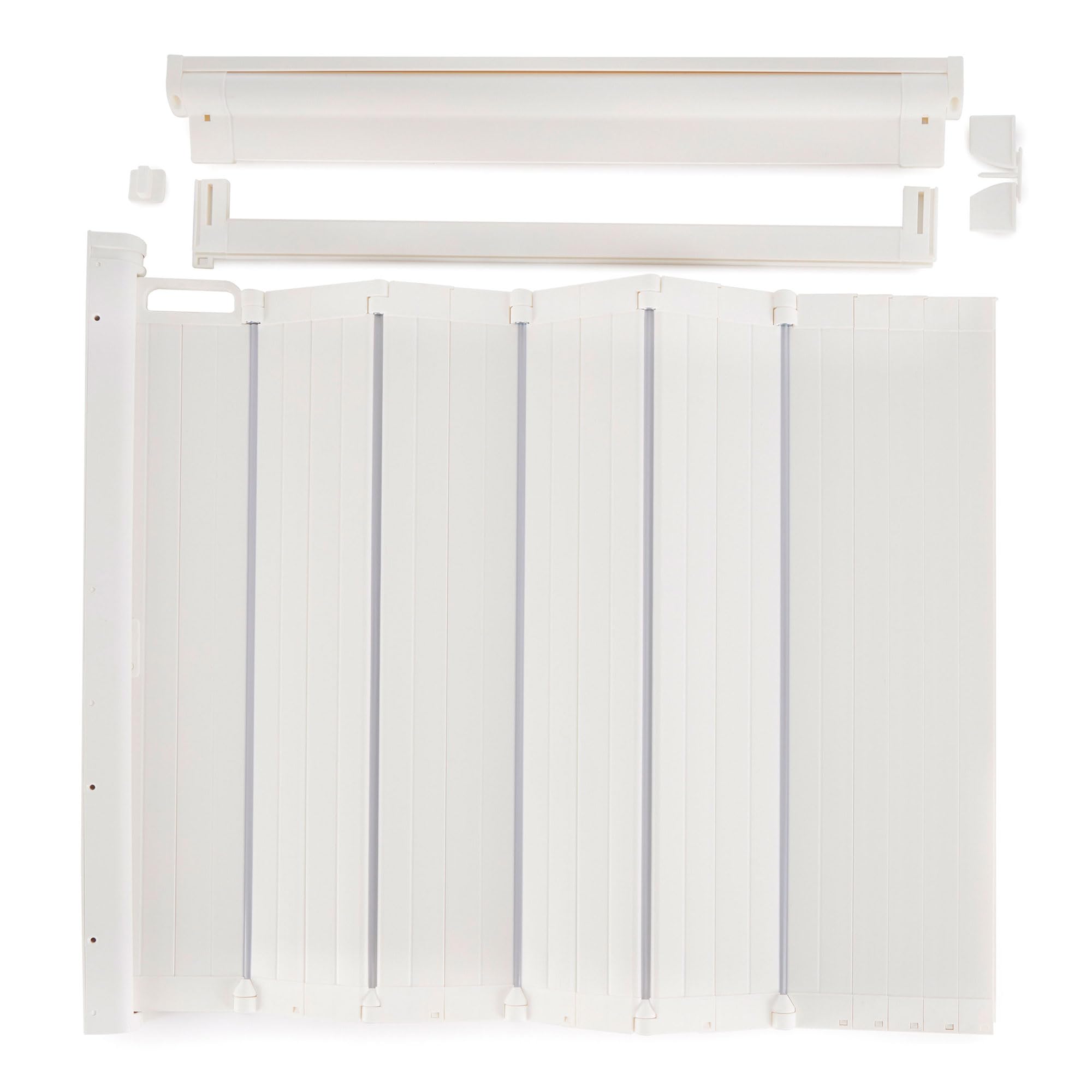 Scandinavian Pet Design 60214-92401 Guard Me Plastic Retractable 22 to 36 Inch Pet Safety Gate Barrier with Quick Release Latch, White