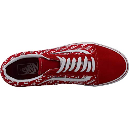 Vans Mens Old Skool Unisex Low Top Sneaker (Old Skool Racing red True White, Numeric_9_Point_5)