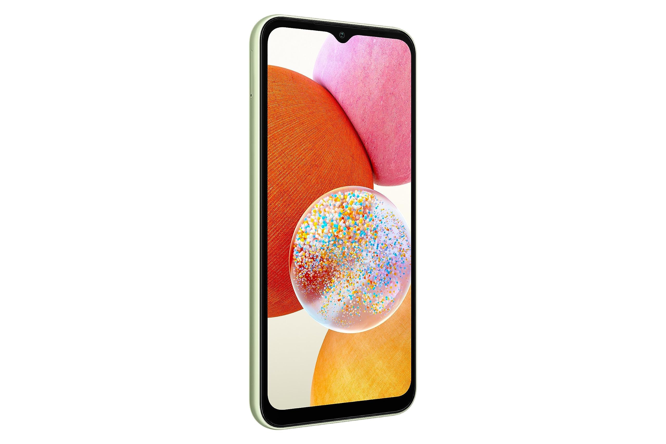 Samsung Galaxy A14 (SM-A145F/DS) Dual SIM,128GB + 4GB, Factory Unlocked GSM, International Version (Ring Grip Case Bundle) - No Warranty - (Light Green)