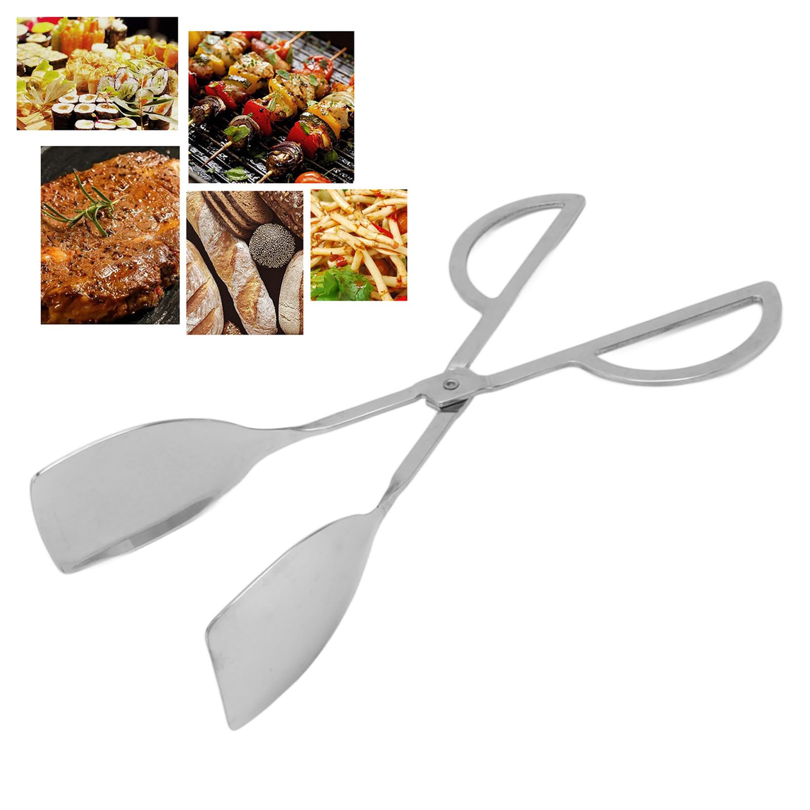 Serving Tongs, 201 Stainless Steel Comfortable Grip Food Tong, Multi Purpose Practical Light Weight Serving Utensils for Home Kitchen(Cup clamp)