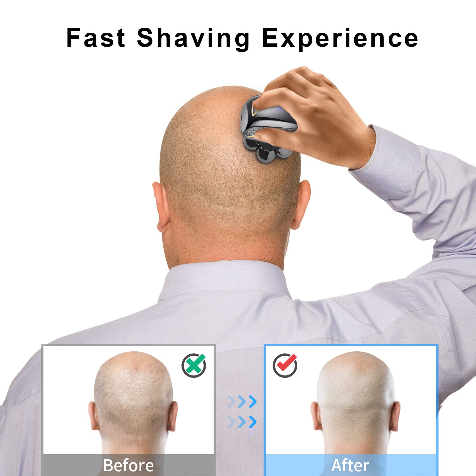 UPTARD 7D Blade Replacement Heads, Shaver Replacement Blades, Head Shavers for Bald Men, Shaver Head Replacement, Stainless Steel Rotary Blades for Electric Head Razor