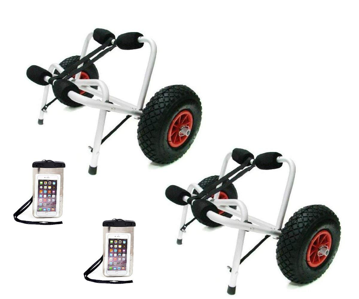 TMS 2 X Jon Boat Kayak Canoe Carrier Dolly Trailer Tote Trolley W/2 Free Cellphone Bag