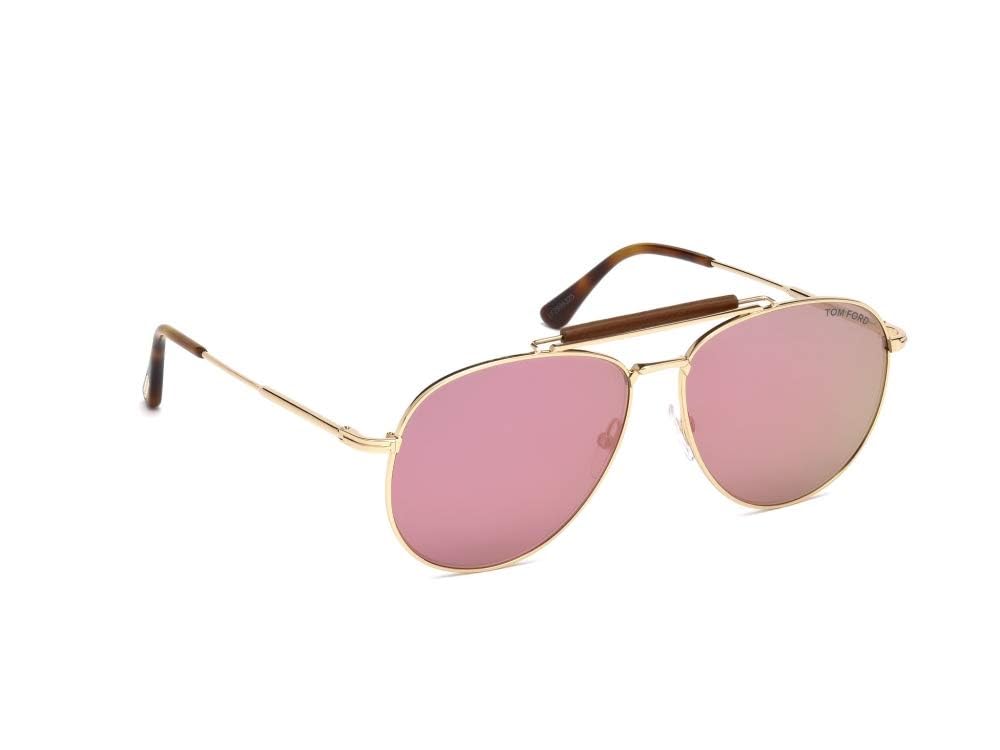 Tom Ford Sean FT0536 28Z Unisex Rose Gold & Pink Mirror Lens Aviator Sunglasses