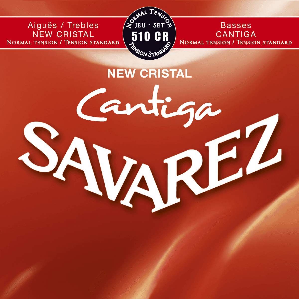 Savarez Classical Guitar Strings Cantiga 510CR Cristal Trebles, Cantiga Basses, Normal Tension, Full Set (STSAV51-50356)