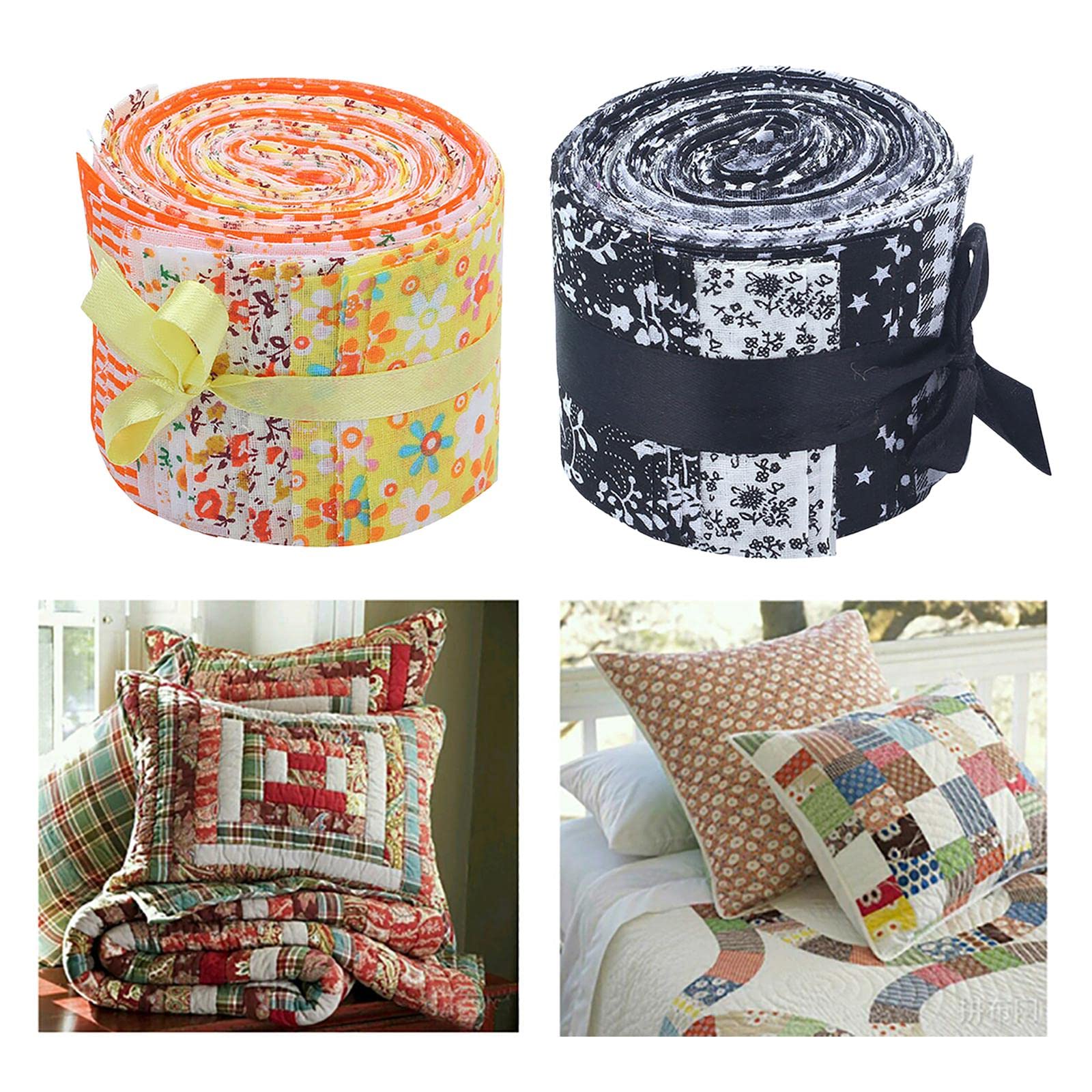 Yiju 40Pack 2.4 Inch Jelly Roll Quilt Strips Floral Printed Fabric DIY Sewing