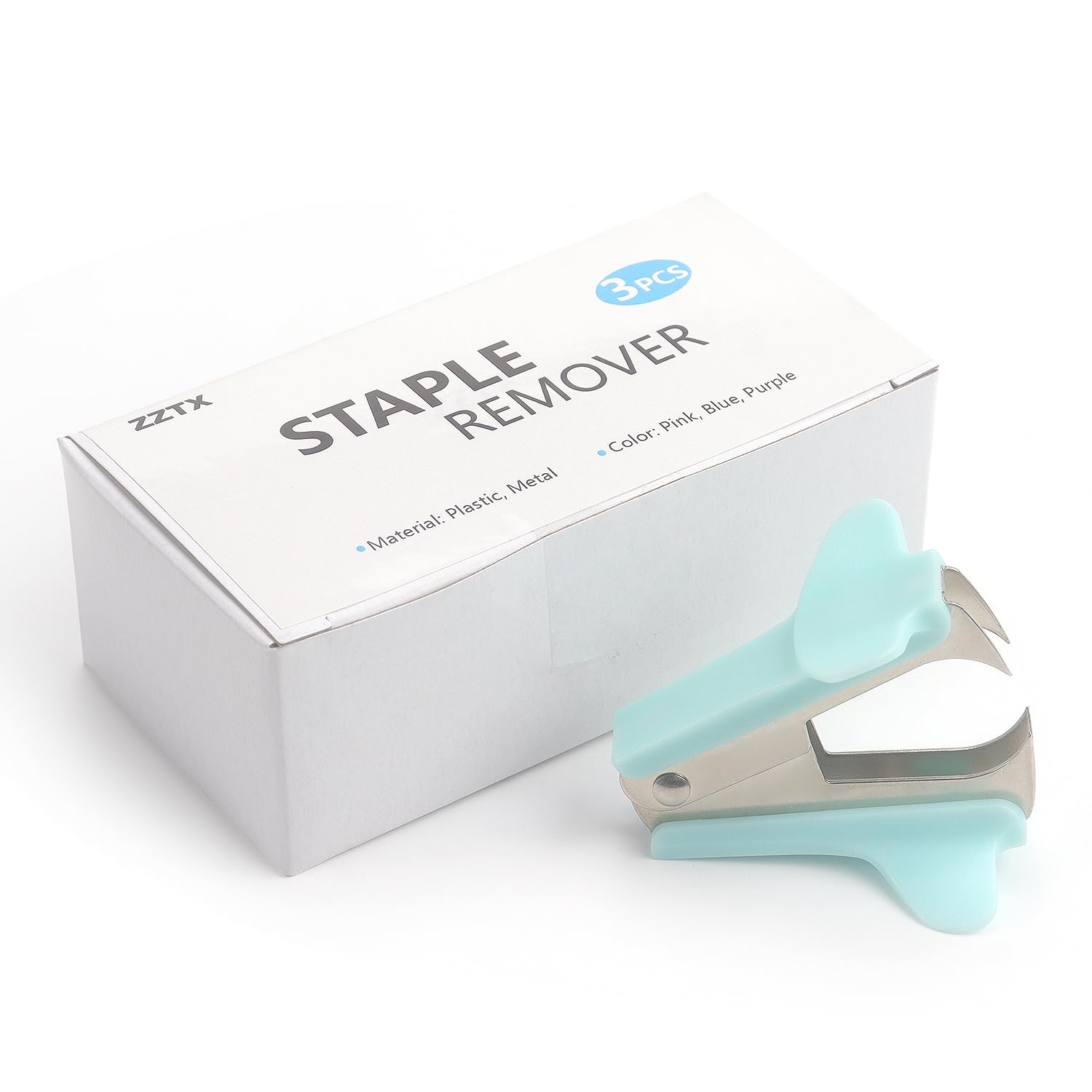 ZZTX 3 PCS Staple Remover Staple Puller Removal Tool for School Office Home 3 Pack (Pink, Blue, Purple)