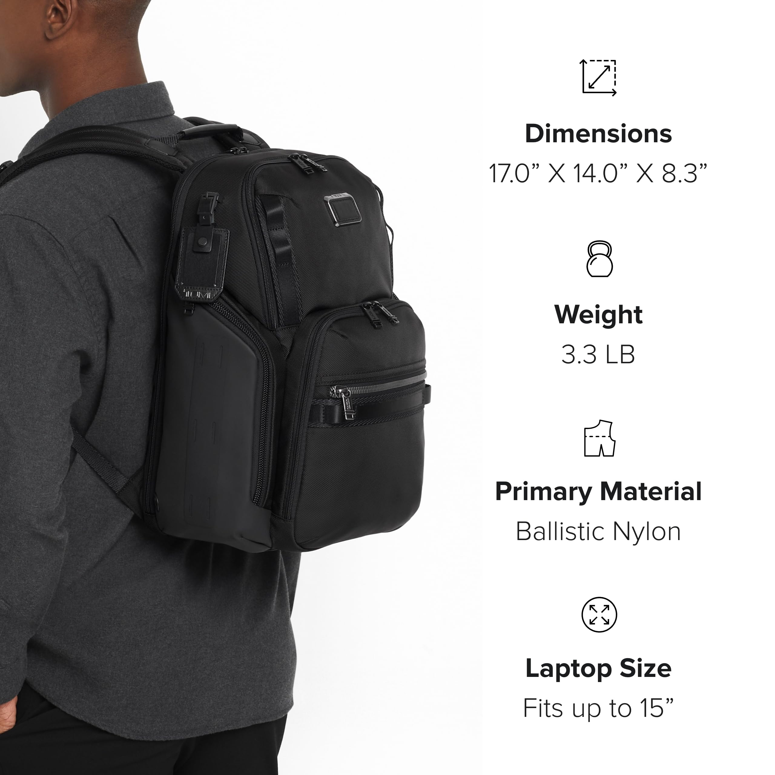 TUMI - Alpha Bravo Search Backpack - Laptop Backpack for Men & Women - Backpack for Work & Travel - 17.0" X 14.0" X 8.3" - Desert Red